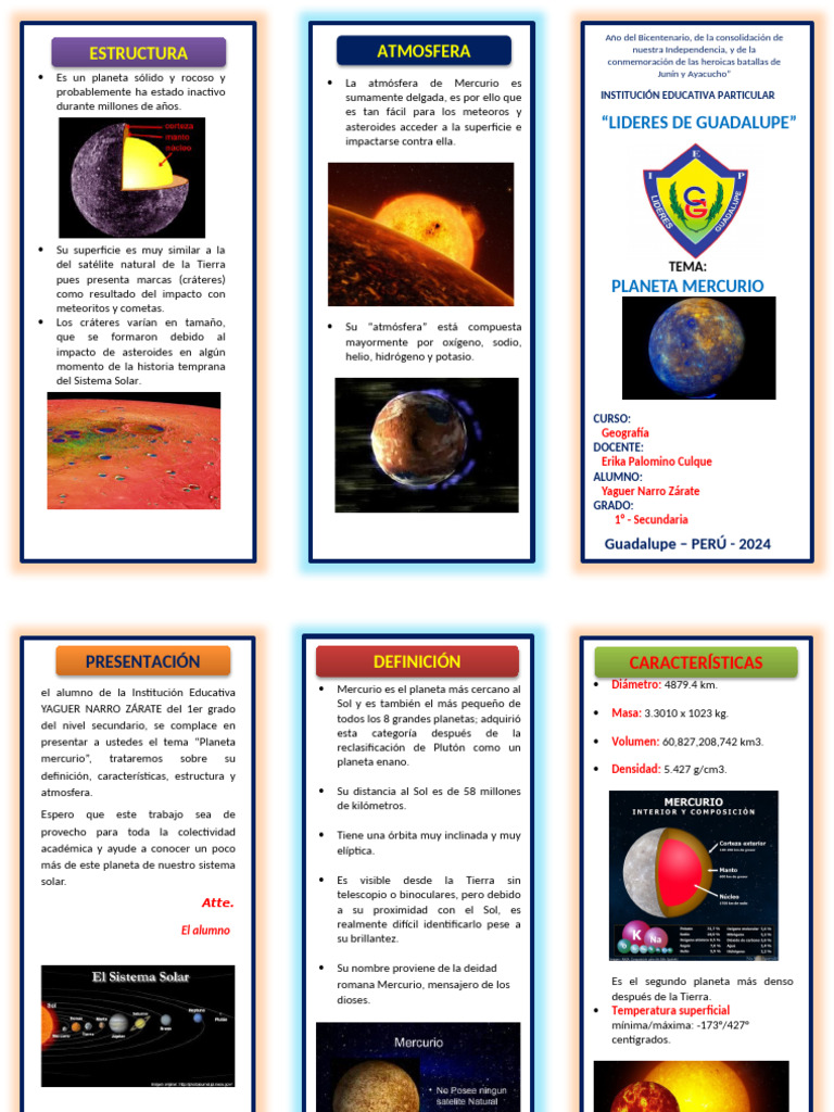 Triptico Planeta Mercurio | PDF | Planetas | Atmósfera