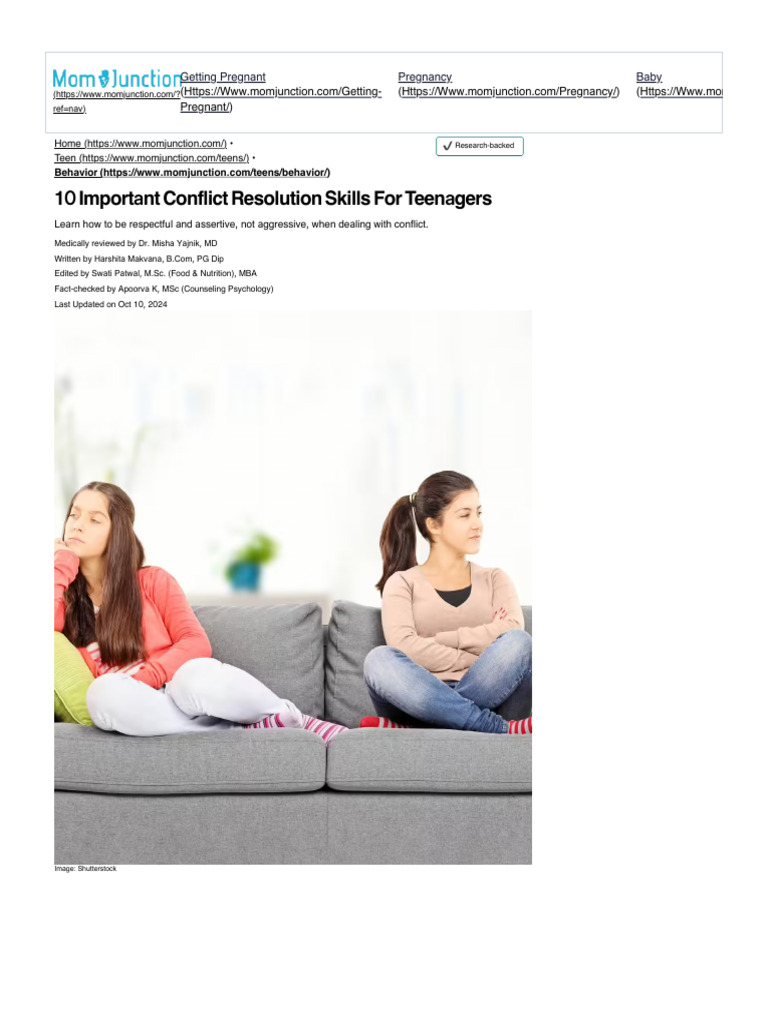 Conflict Resolution Skills for Teens | PDF | Adolescence | Conflict ...