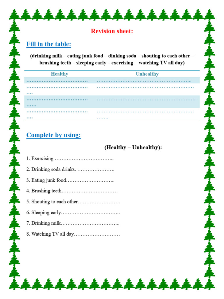 Revision Sheet Grade 3 | PDF | Digestion | Heart