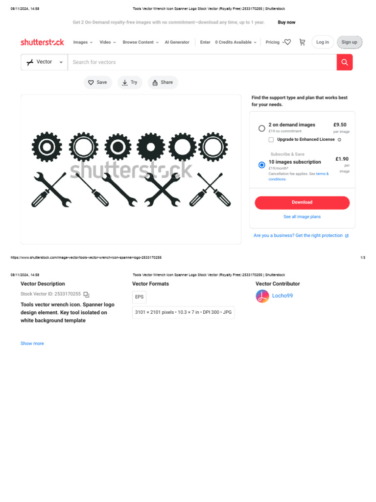 Tools Vector Wrench Icon Spanner Logo Stock Vector (Royalty Free) 2533170255 | PDF