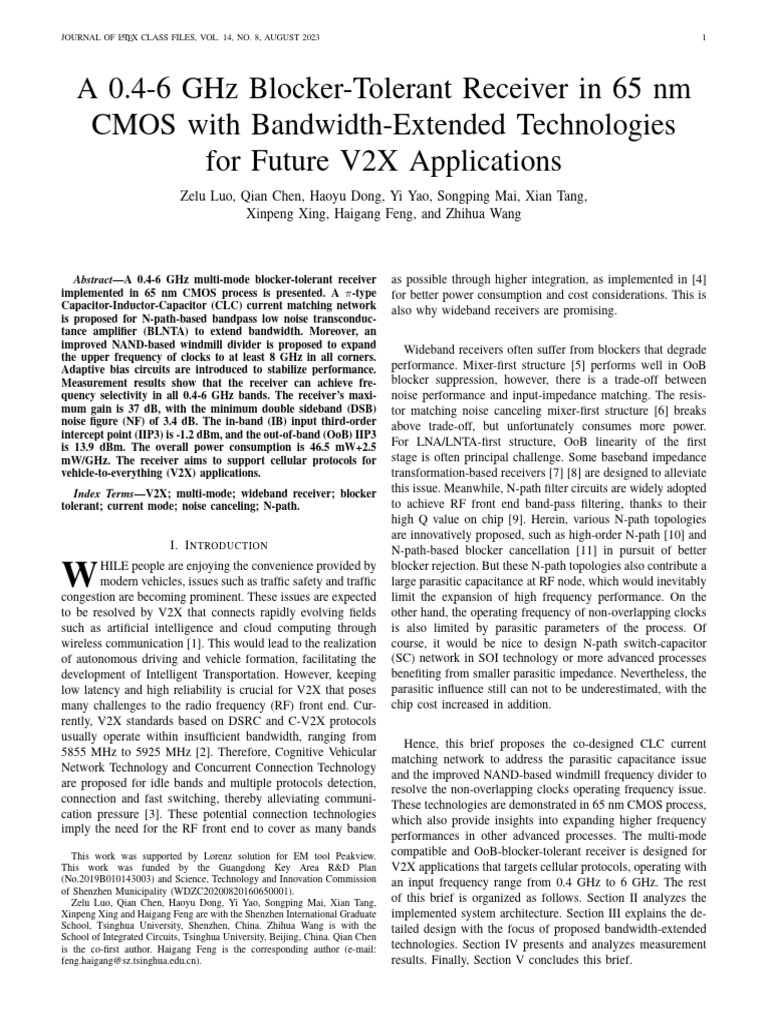 A 0.4-6 GHZ Blocker-Tolerant Receiver in 65 NM CMOS With Bandwidth-Extended Technologies For ...