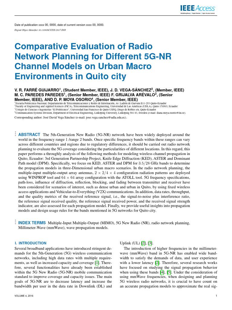 Comparative Evaluation of Radio Network Planning For Different 5G-NR Channel Models On Urban ...
