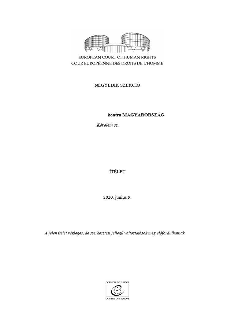 Kiss Menczel Kontra Magyarorsz G | PDF