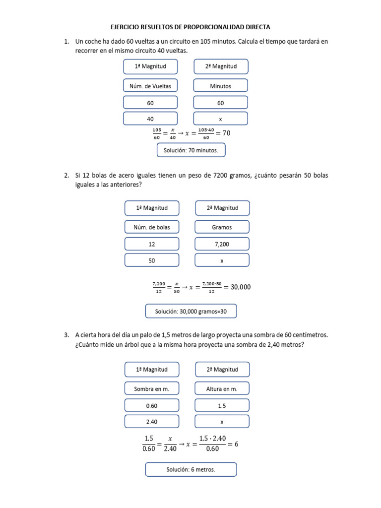 Ejercicios Resueltos y Propuestos Proporcionalidad | PDF