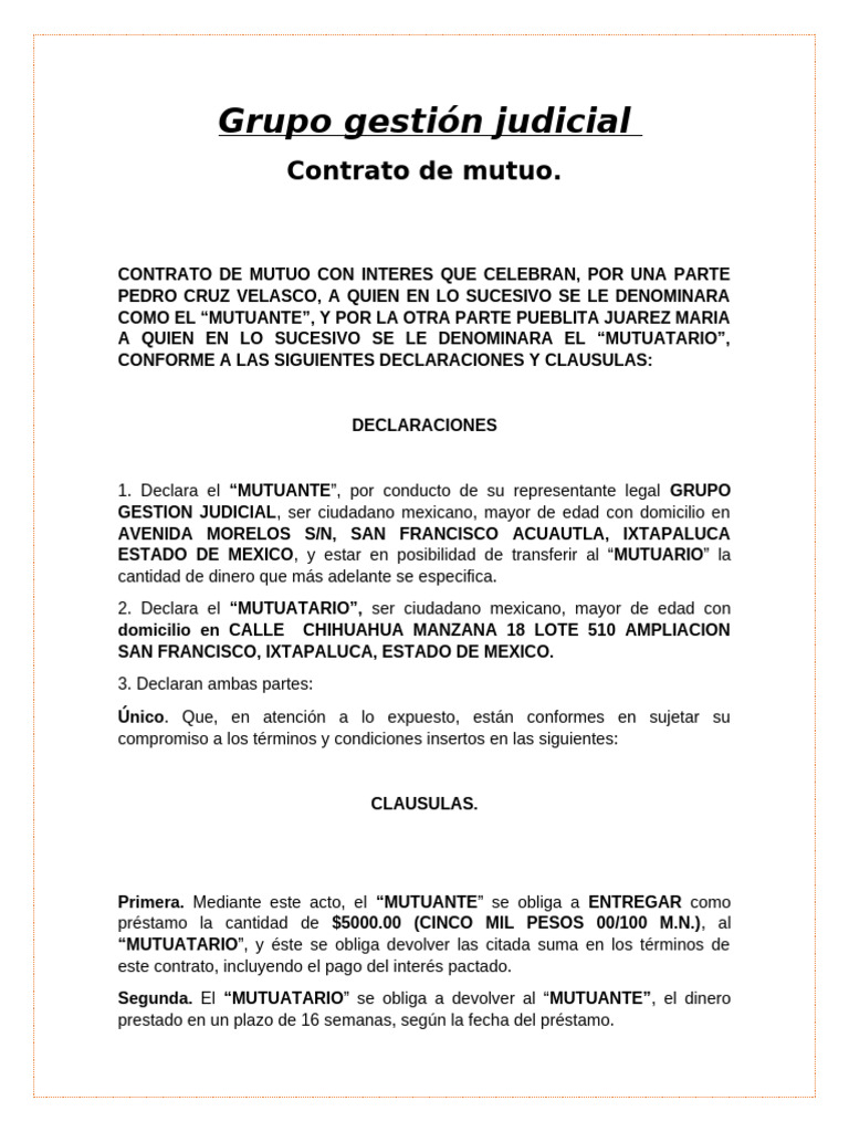 Contrato de Mutuo con Interés | PDF