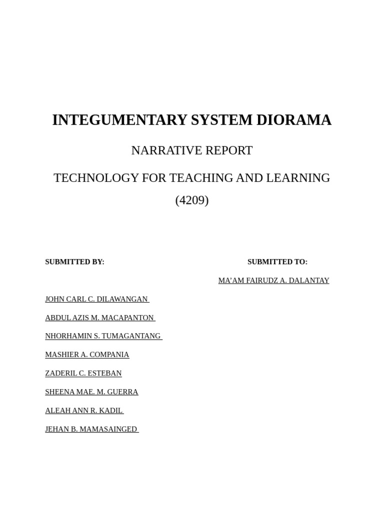DIORAMA NARRATIVE | PDF | Skin | Morphology (Biology)