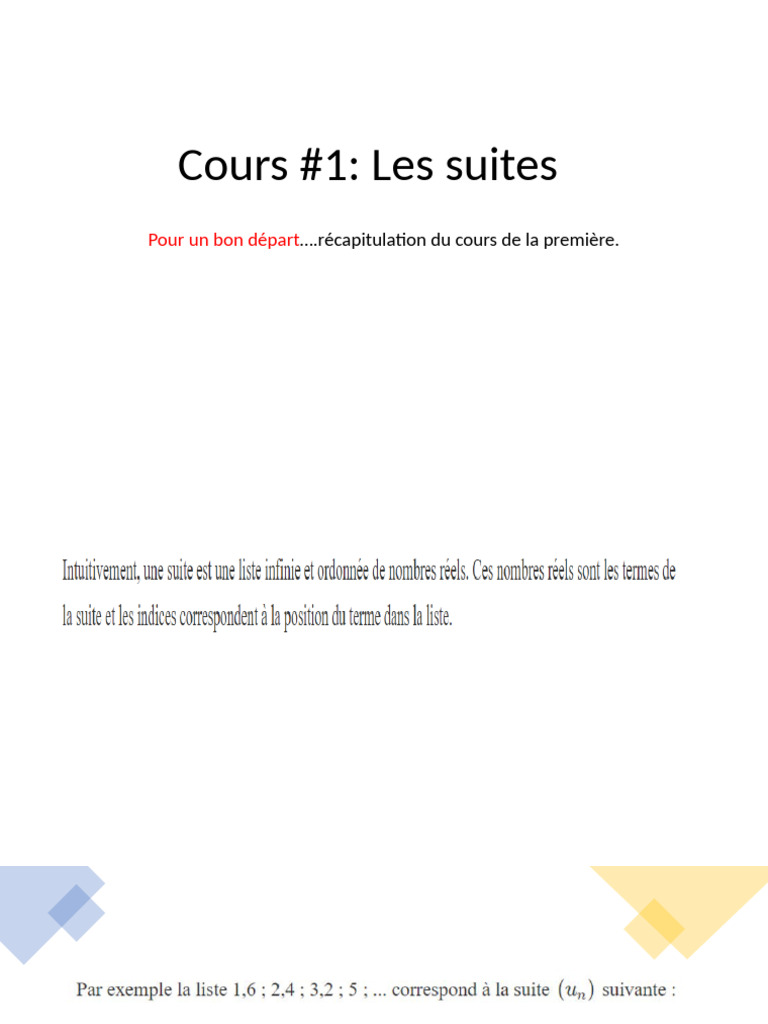 Introduction aux Suites Mathématiques | PDF