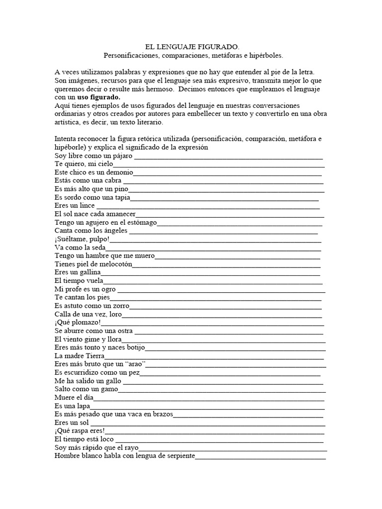 Lenguaje Figurado: Ejemplos y Análisis | PDF