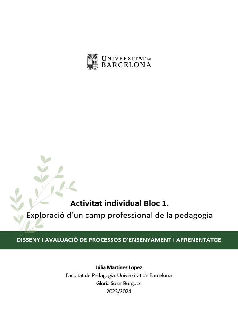 Júlia Martínez BLOC1 Individual | PDF