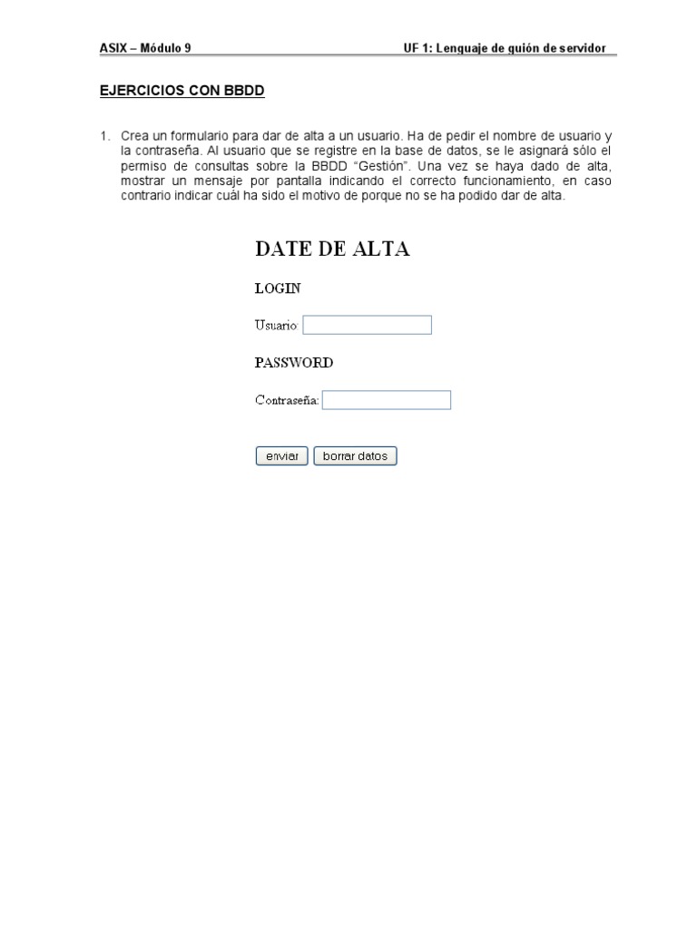 PHP - Ejercicios Con BBDD | PDF