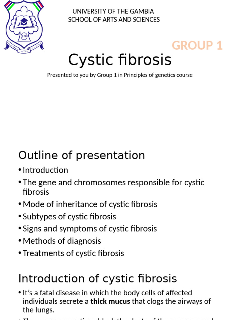 GROUP 1 GENETICS CLASS-cystic Fibrosis - Updated | PDF | Medicine ...