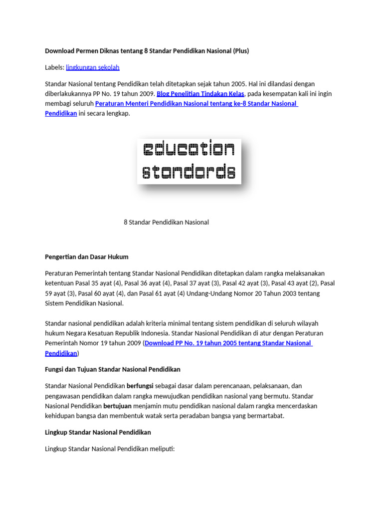 Download Permen 8 Standar Pendidikan | PDF