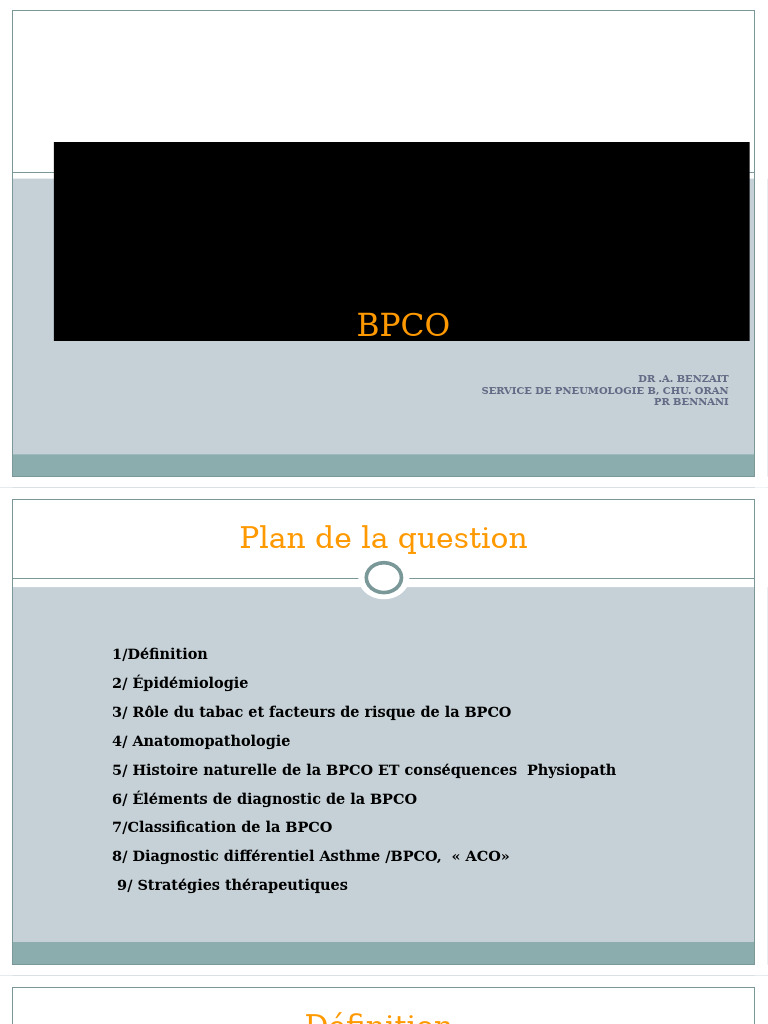BPCO : Définition, Diagnostic et Traitement | PDF | Bronchopneumopathie ...