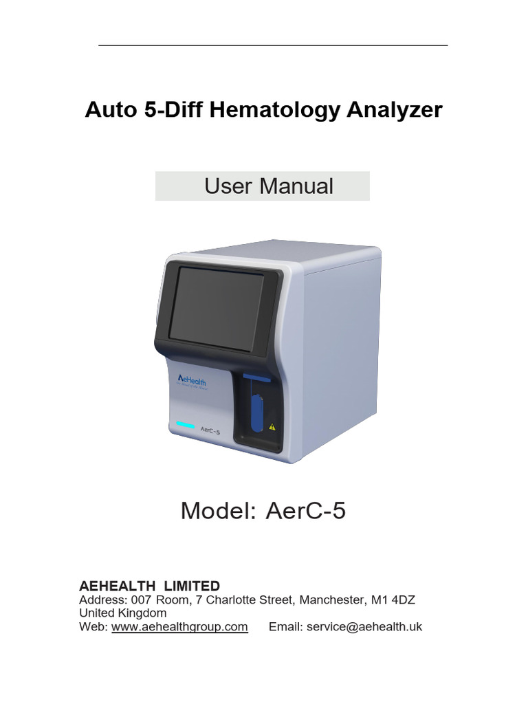 01 User Manual of 5-Part Hematology Analyzer AerC-5 | PDF | White Blood Cell | Blood Cell