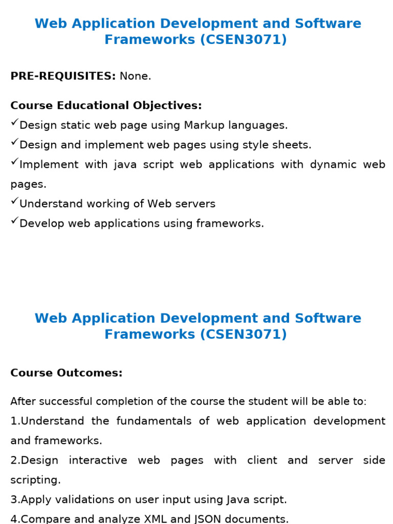 KKB - Web Application Development and Software Frameworks-Chapter-I | PDF | Networking ...