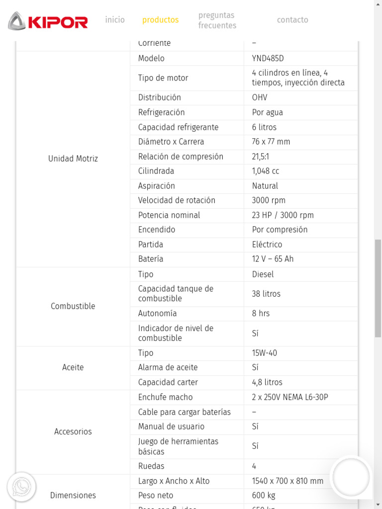 Grupo Electrógeno Diesel Kipor KDE19STA3 - Kipor | PDF | Motor diesel | Coche