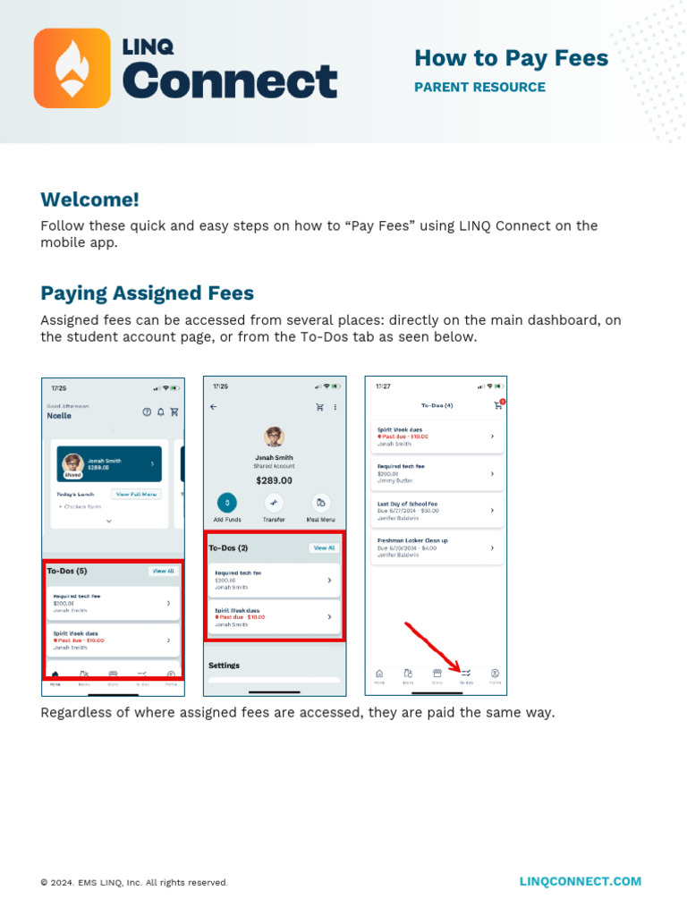 How To Pay Fees Linq Connect | PDF