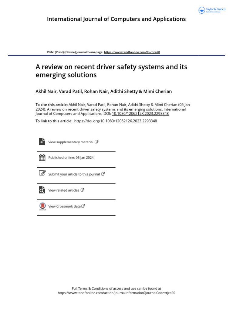 Driver Safety System - Research Paper | PDF | Internet Of Things ...