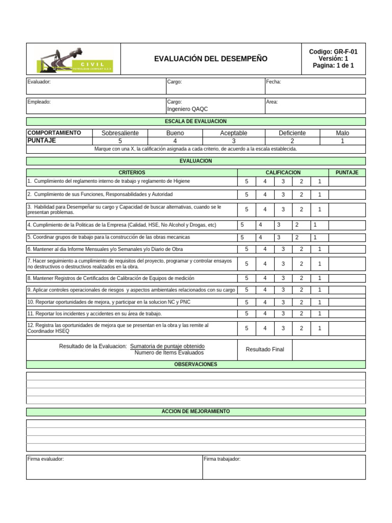 Ingeniero QAQC | PDF | Evaluación