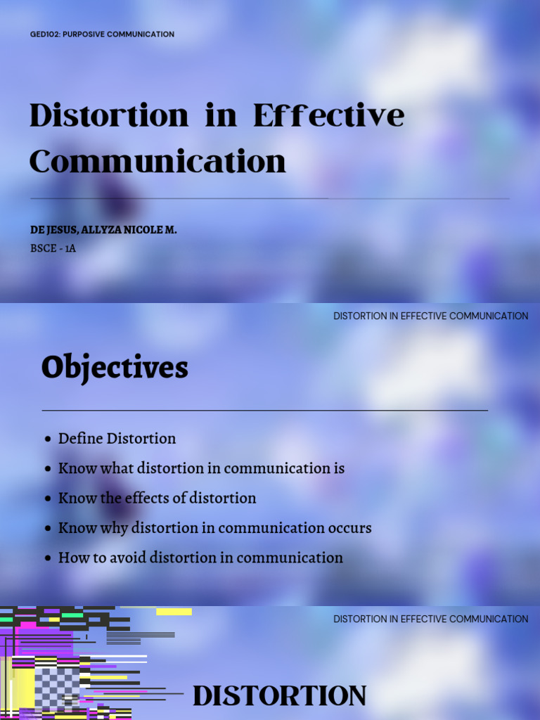 Distortion in Effective Communication | PDF | Communication | Distortion