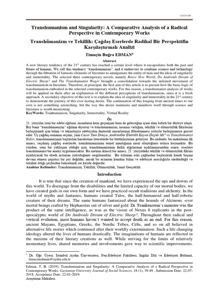Transhumanism and Singularity A Comparat | PDF | Transhumanism ...