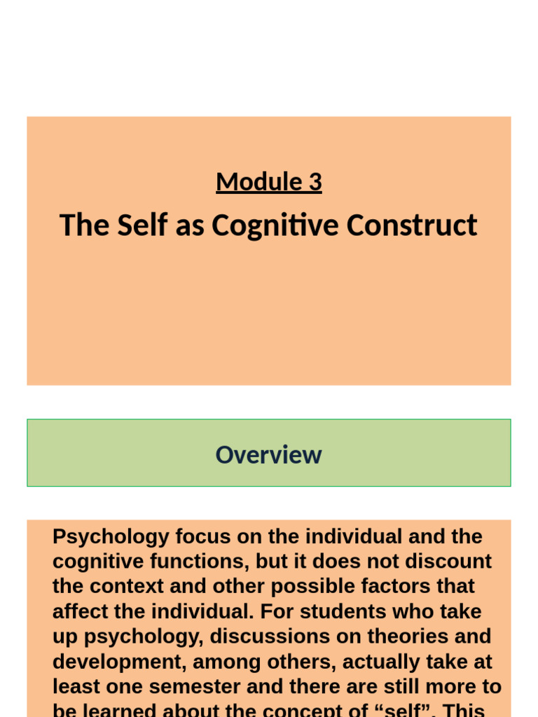 3The Self as Cognitive Construct | PDF | Self Concept | Self Esteem