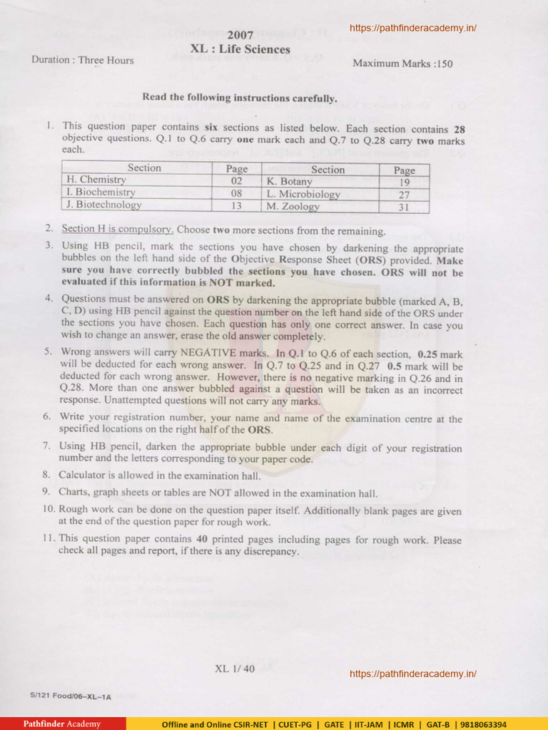 Previous Year Question Papers 2007 | PDF
