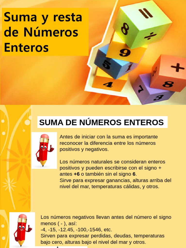 Tema 2. Suma y Resta de Números Enteros | PDF | Sustracción | Entero