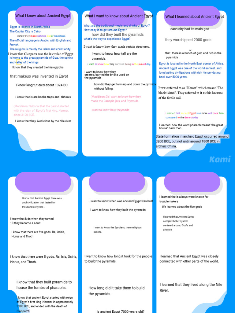 Kami Export - 3 Column Chart | PDF | Ancient Egypt | Pharaoh
