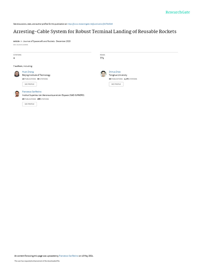 Arresting-Cable System For Robust Terminal Landing | PDF | Rocket ...