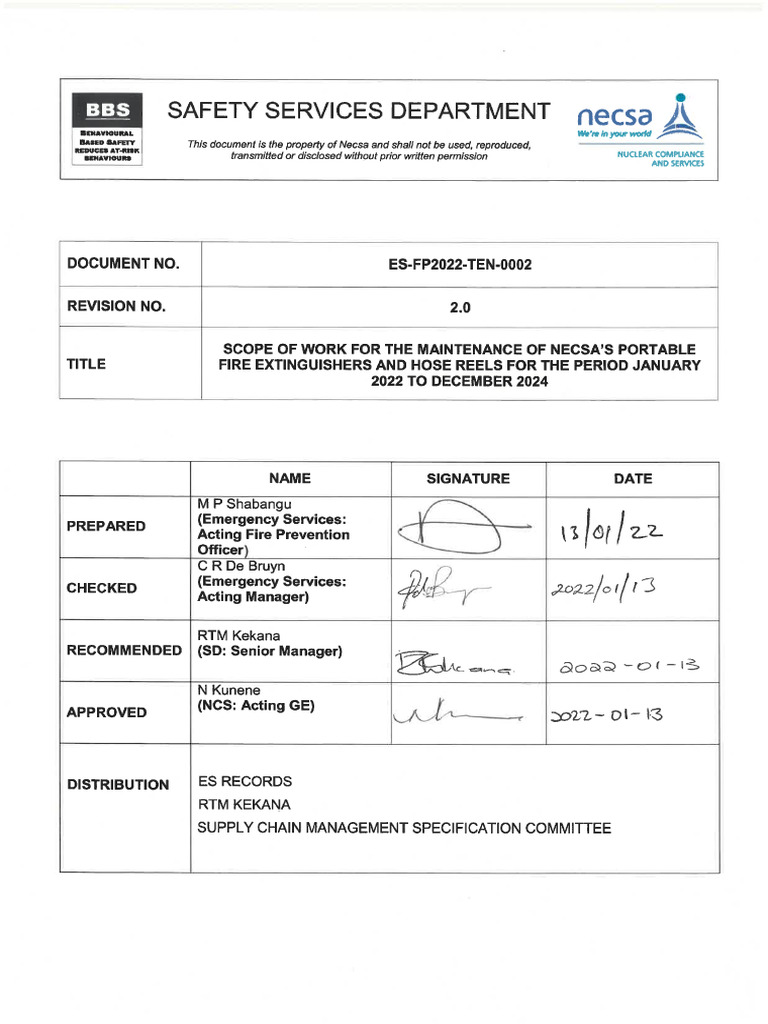 1.a ES-FP2018-TEN-0002 SCOPE OF WORK FOR THE MAINTENANCE OF NECSA’S ...