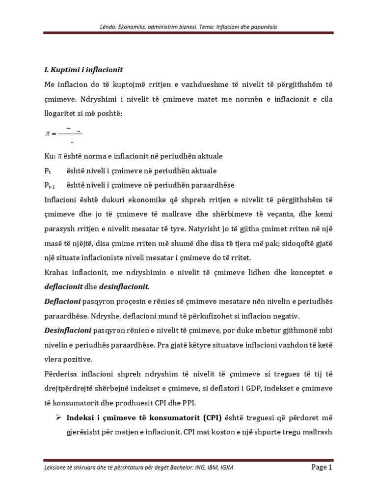 Tema 8 - Inflacioni Dhe Papunesia | PDF