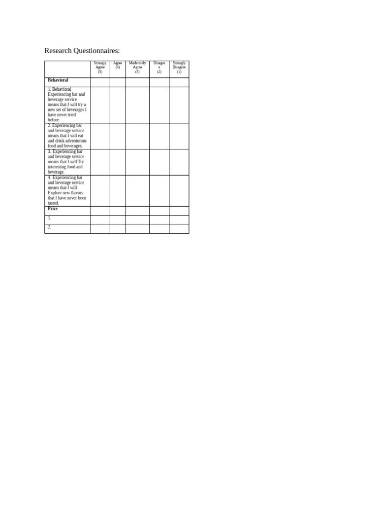 Questionnaires | PDF