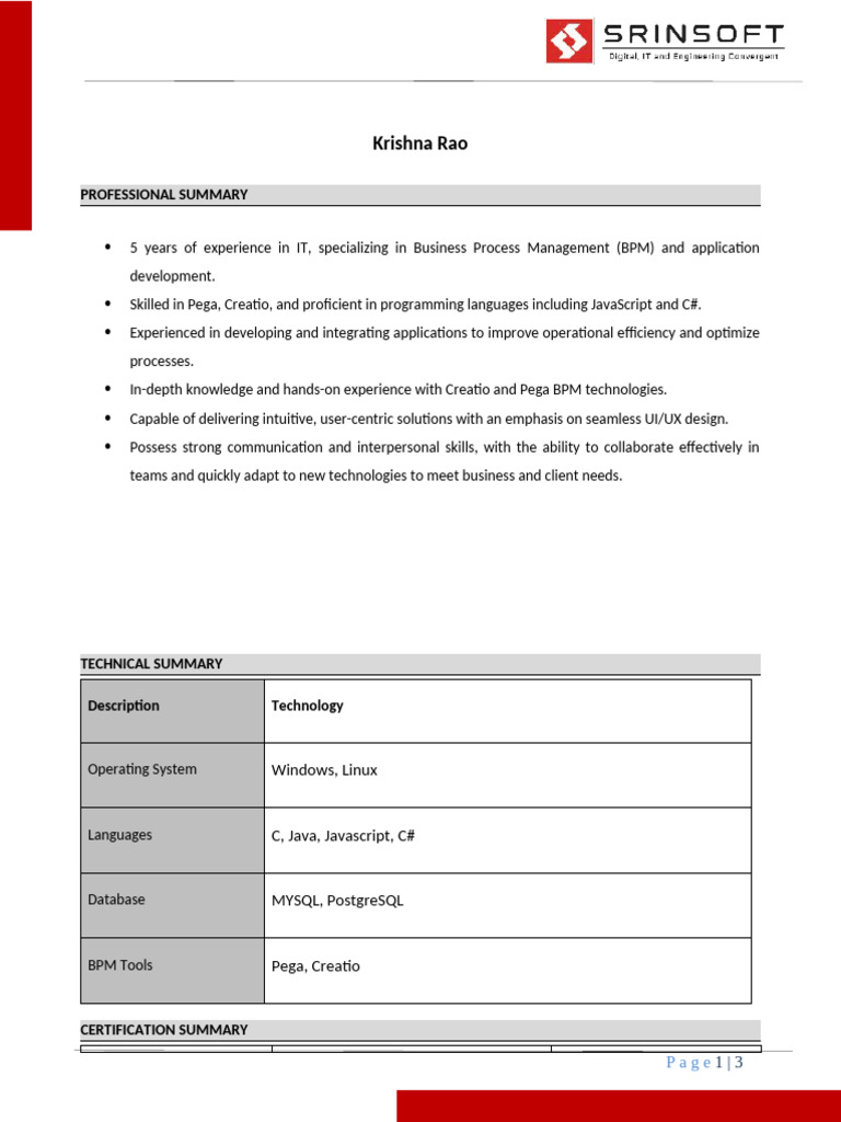 Krishna Resume | PDF | Business Process Management | Computing