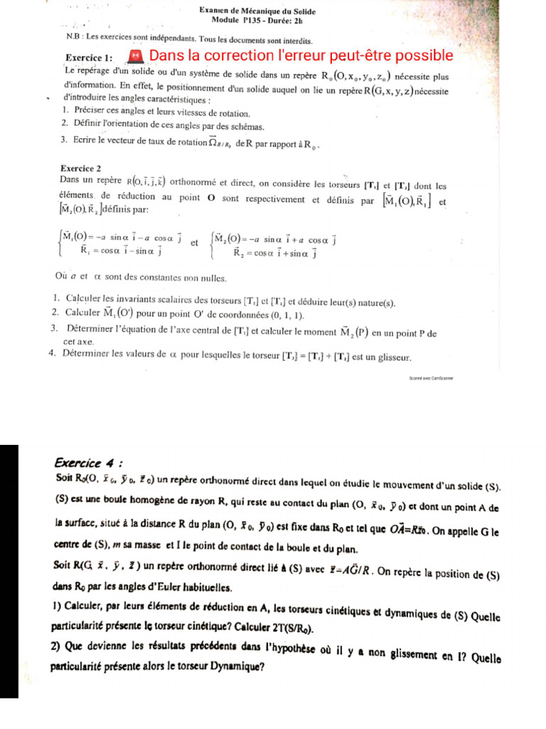 Exam Corrigé P135 | PDF