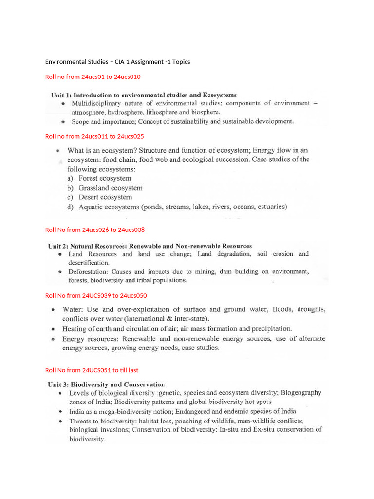 Environmental Studies Assignment 1 | PDF
