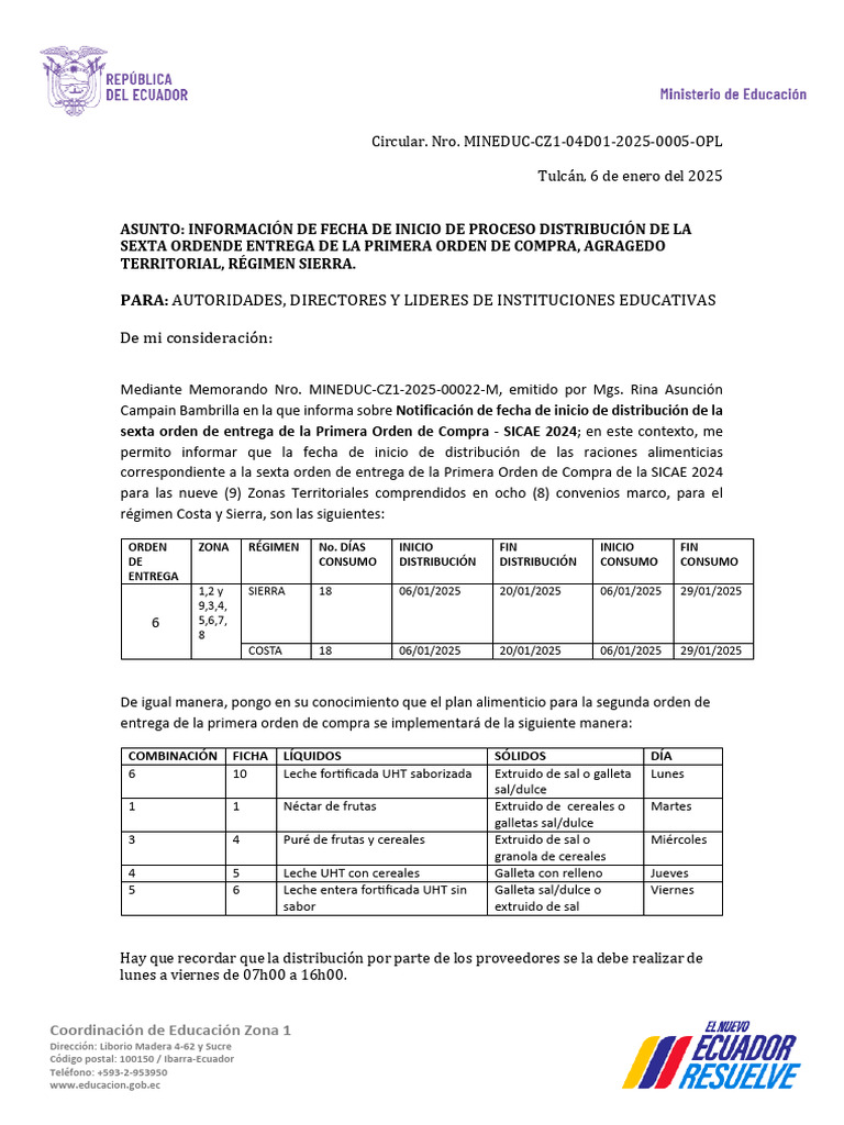 Circular. Nro. MINEDUC-CZ1-04D01-2025-0005-OPL-signed | PDF
