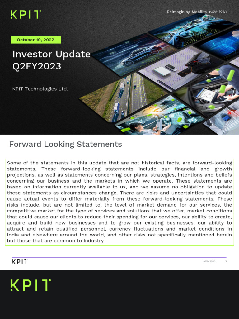 KPIT-Investor-Update-Q2FY23 | PDF | Equity (Finance) | Financial Economics