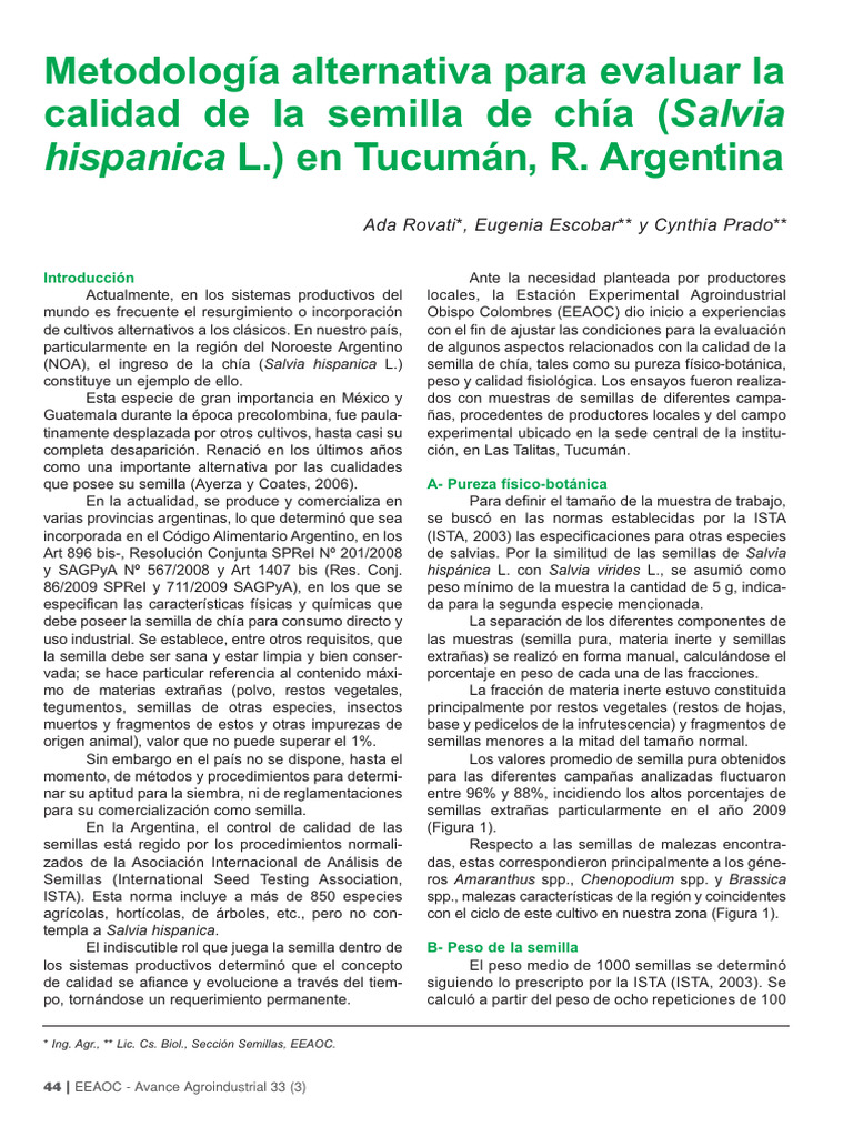 Calidad de Semilla de Chia | PDF | Semilla | Germinación