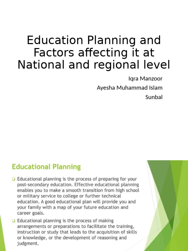 Factors Affecting Education Planning | PDF
