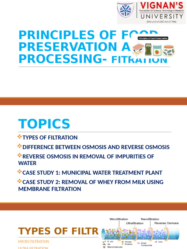 FILTRATION OF WATER OR DIFFERENT TYPES FILTRATION | PDF | Osmosis ...