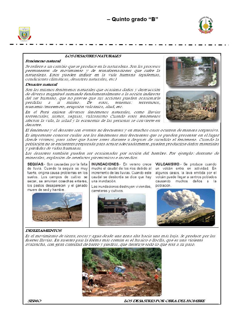 Ficha Informativa PS - Los Desastres Naturales | PDF