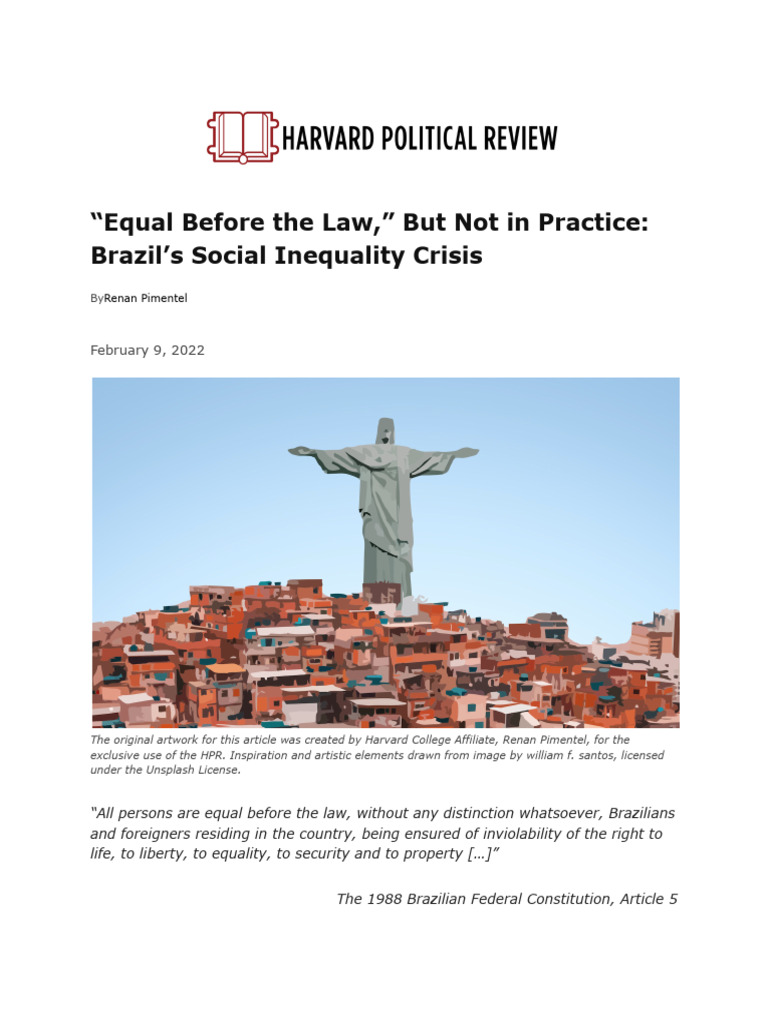 "Equal Before The Law," But Not in Practice - Brazil's Social ...