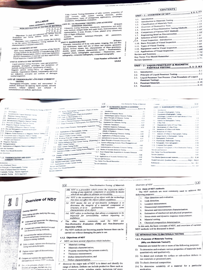 NDT Unit 1 | PDF