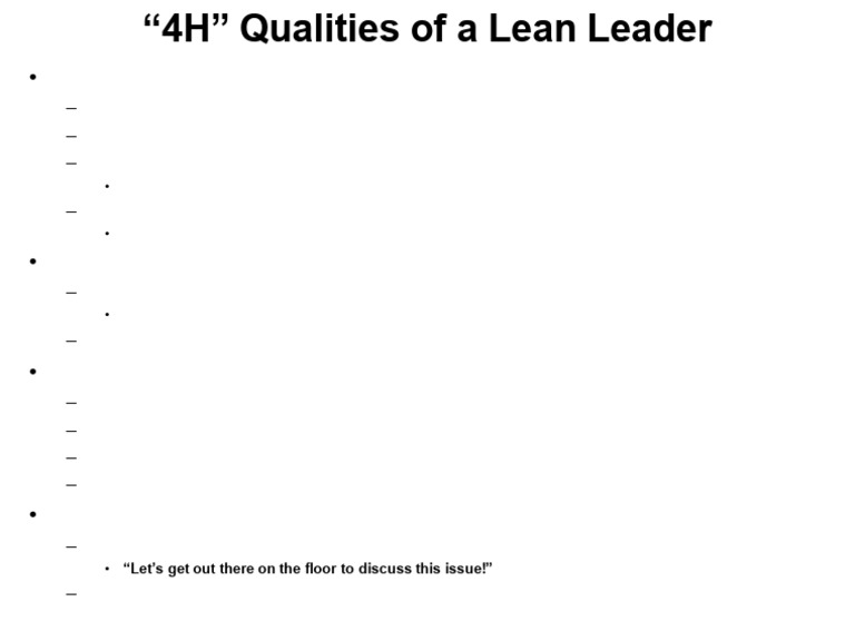 4H Qualities of a Lean Leader | PDF