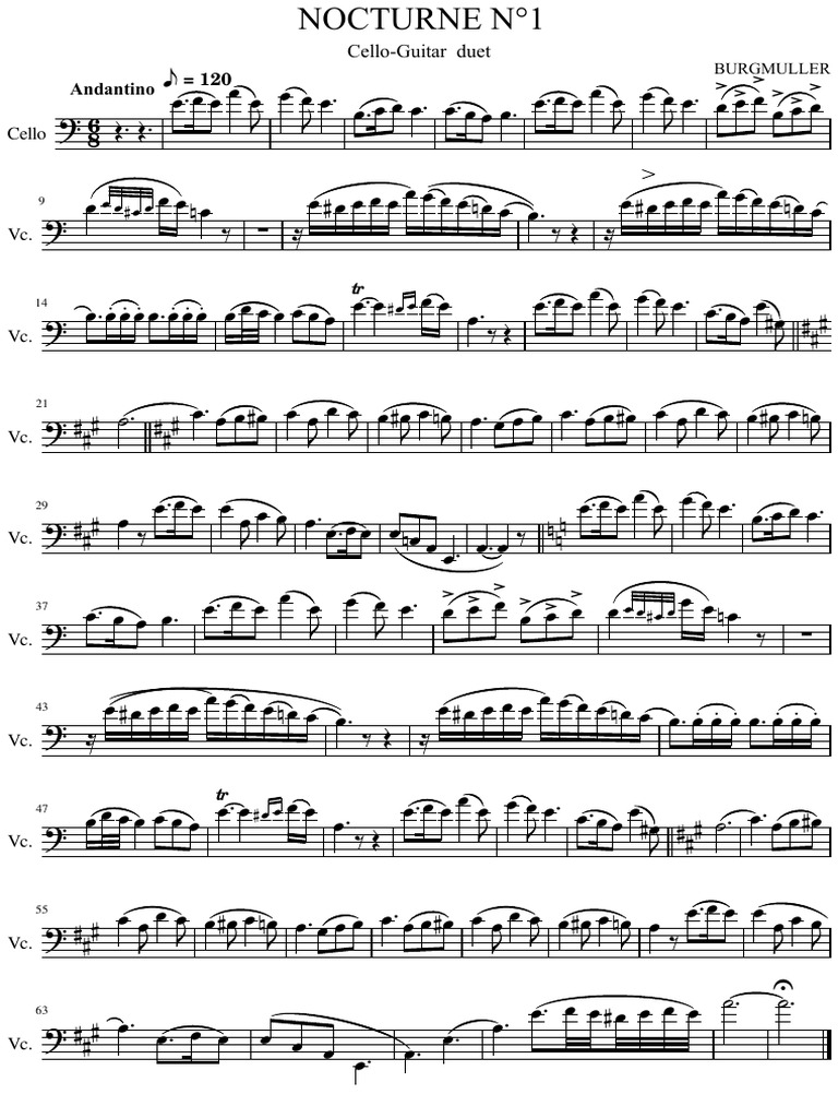 Nocturne N1 - Cello Burgmuller | PDF