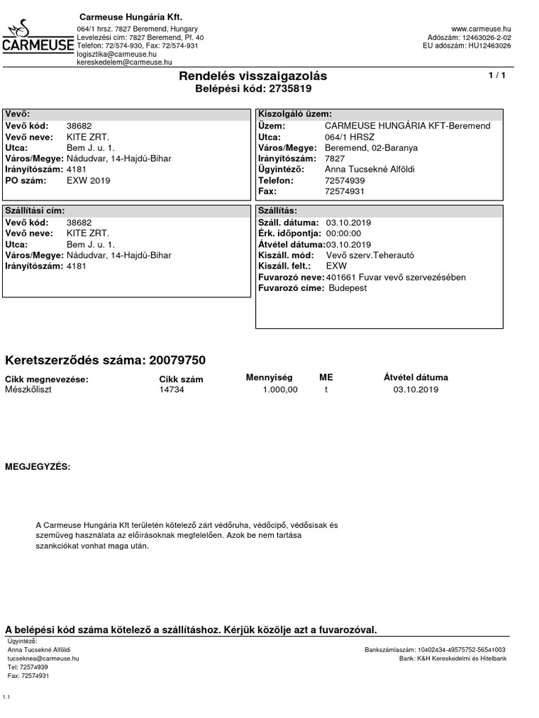 KITE Zrt. 2735819 EXW | PDF