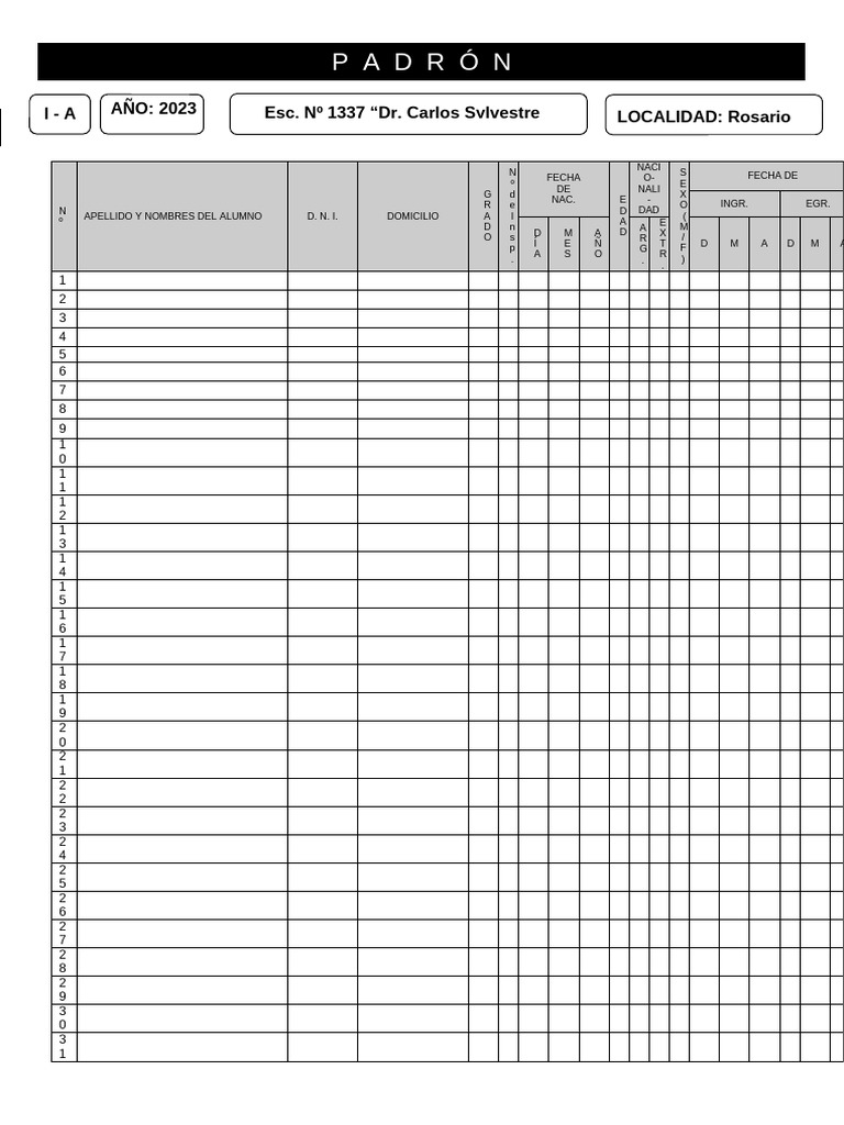Registro de Alumnos 2023 Rosario | PDF