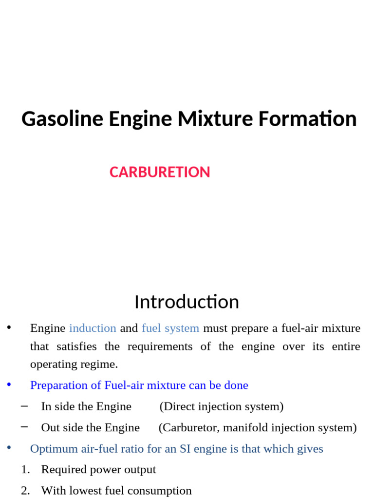 CHAPTER 5 MIXTURE FORMATION Carburetor | PDF | Carburetor | Throttle