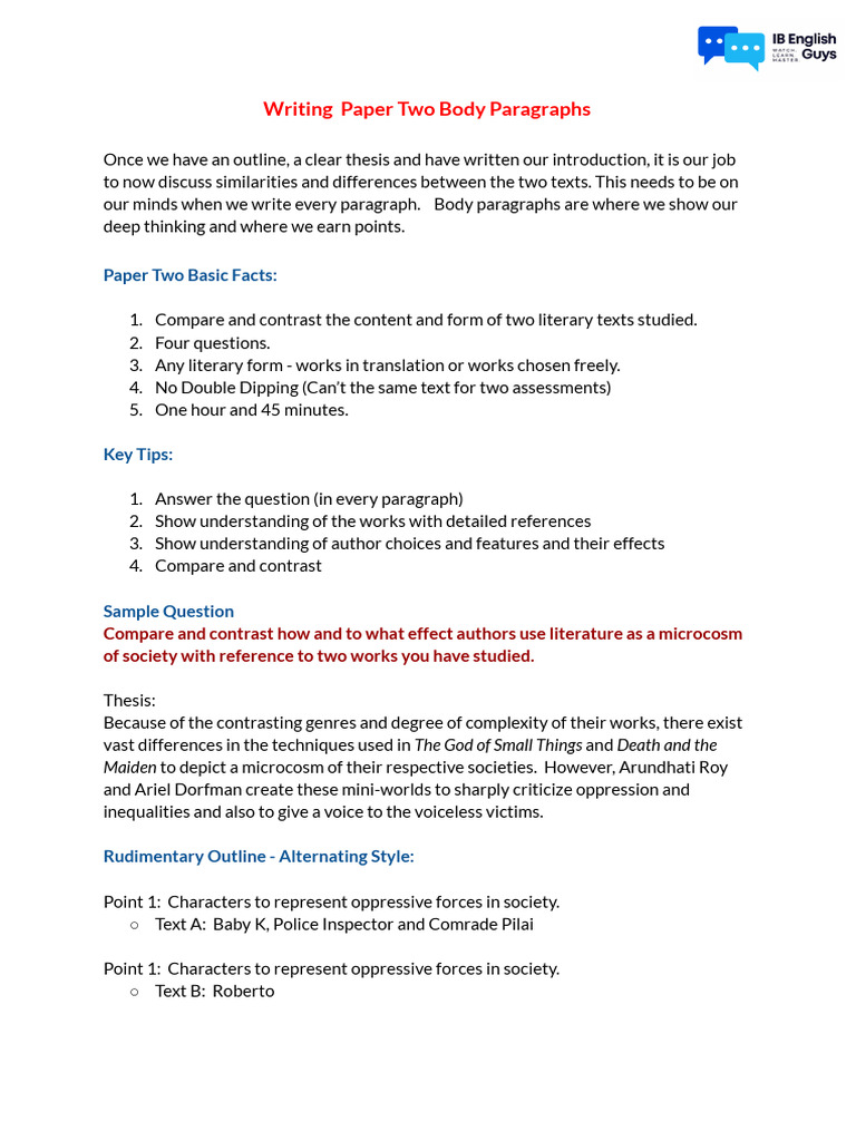 100 - Writing The Paper Two Body Paragraphs | PDF